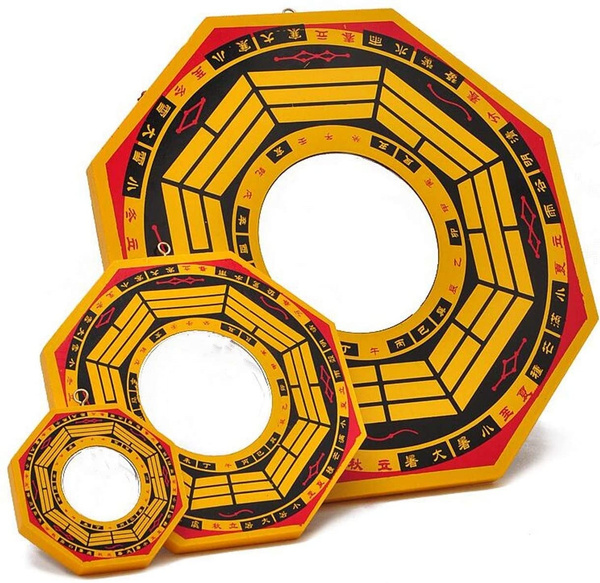 1 Piece (8Inch) Chinese Feng Shui Dent Convex Bagua Pakua Wooden Mirror ...