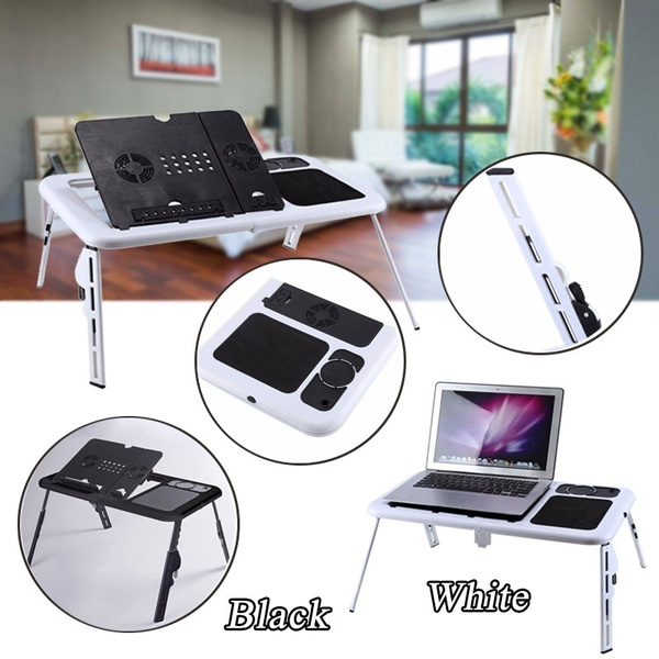 Foldable Table Laptop Lap Desk E-Table Bed With USB Cooling Fans Stand ...