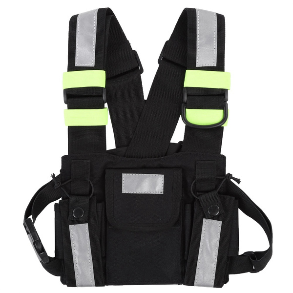 Yellow Reflective TYT Radio Harness Front Pack Vest Chest Bag Pouch For ...