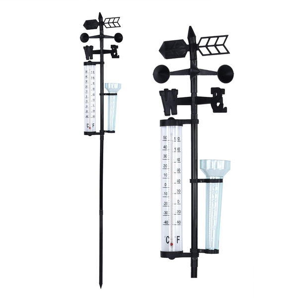 Weather Station, Rain Gauges, Wind Indicator Garden Station, Outdoor ...