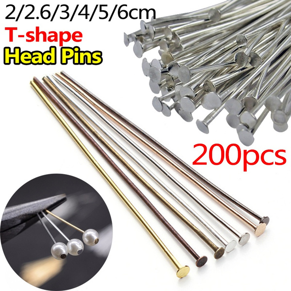 200pcs 2/3/4/5/6cm Flat Head Pins Gold/silver T Head Pins for Jewelry ...