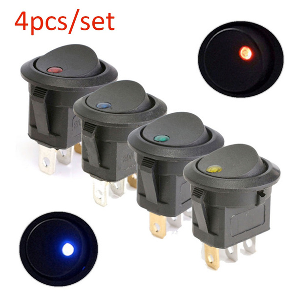 4pcs/set 12V Round Rocker Switch ON-OFF 2 Position 3 Pins Waterproof ...