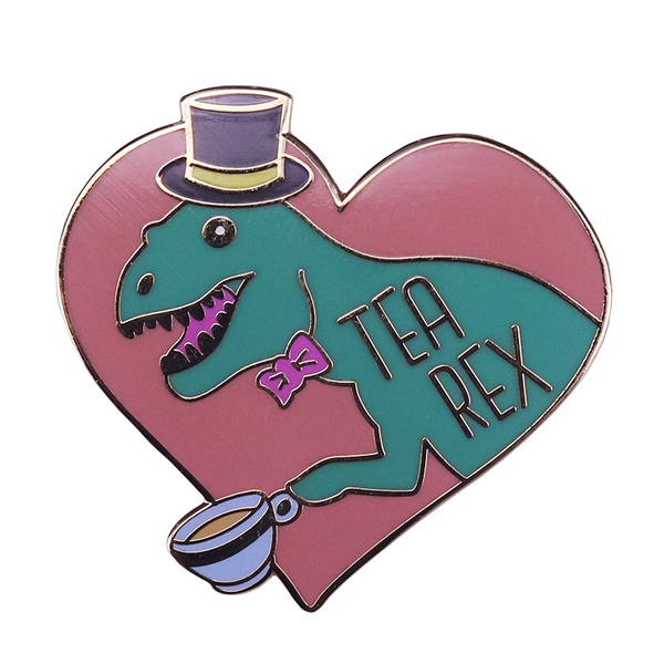 Love Tea Rex T-rex Tyrannosaurs Rex Dinosaur Pin Badge Cute Cartoon ...