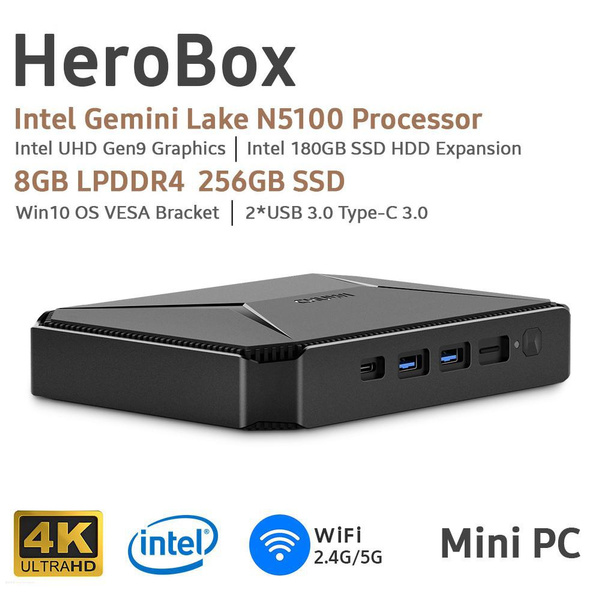 CHUWI Newest Fanless HeroBox Win10 Mini PC Intel N4100 CPU,8GB DDR4 ...