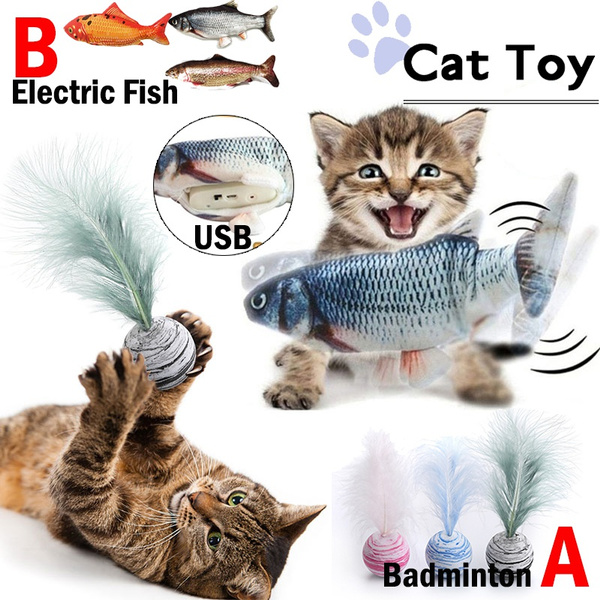 Plush Electric Wiggling Fish Cat Toy Realistic Flopping Fish Wiggle ...