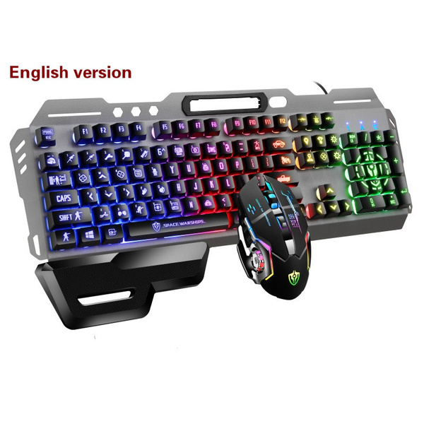 Wired Luminous Keyboard and Mouse Set Mechanical Feel Game Breathing ...
