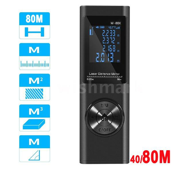 40/80M Handheld Rangefinder Digital Mini Distance Measuring Meter Laser ...