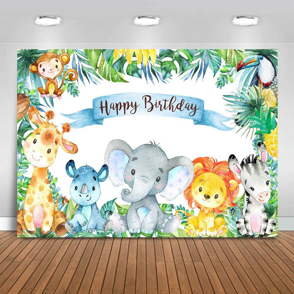 Forest Animals Happy Birthday Photo Backdrops Jungle Safari Theme ...