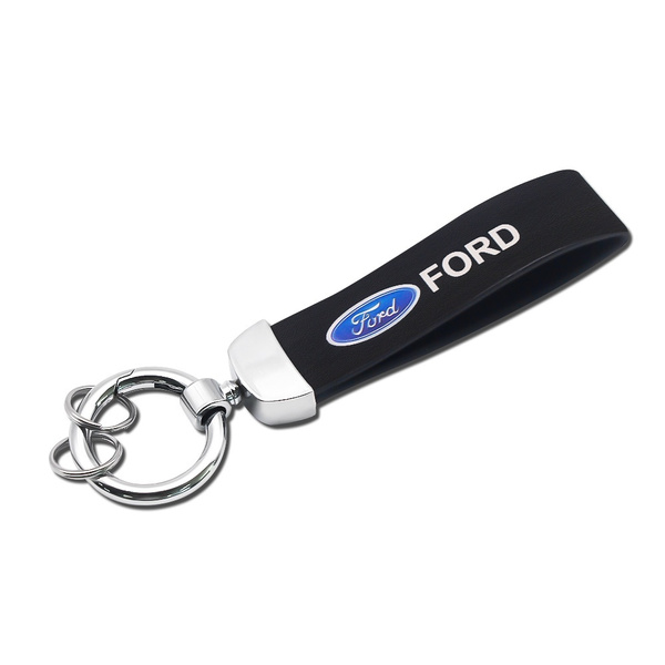1PCS Car Logo Metal Leather Keychain Car Keyrings For Ford Emblem Focus ...