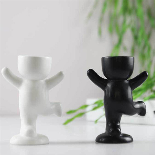 Mini Humanoid Pot Ceramic Flower Pots For Home Office Desk Decor ...