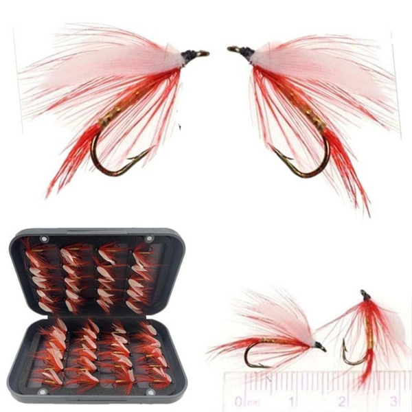 6/12/18/30PCS Red Color Trout Fly Fishing Assorted Flies Kit Nymph Dry ...
