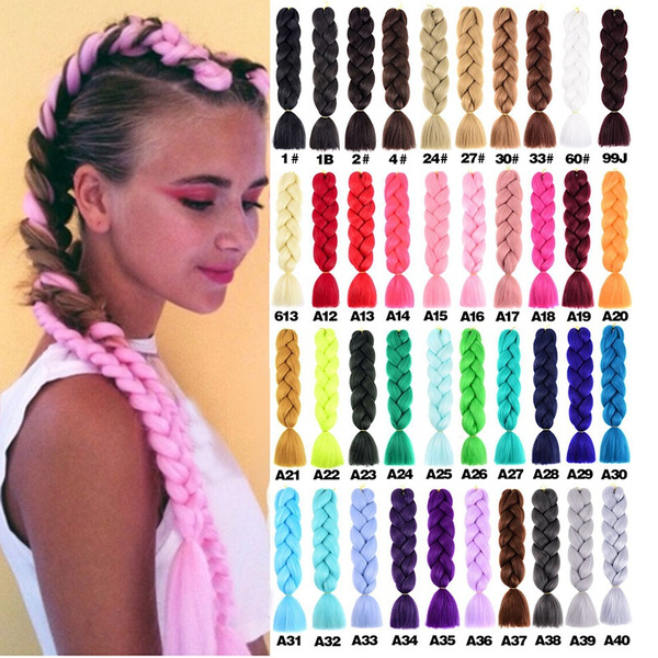 24 Inches Jumbo Braid Synthetic Hair Braiding Extensions Full Synthetic ...