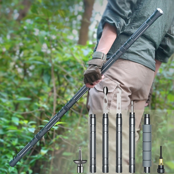 Trekking Pole Multi-Function Self-Defense Stick Shape Four Sticks Six ...