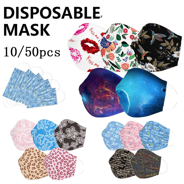10Pc/50Pcs Unique Disposable Face Mask Special 3-Ply Anti Dust Mouth ...