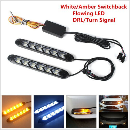 2x Car Flexible DRL White/Amber Switchback Flowing 108 LED Knight Rider ...