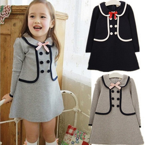 Fashion Baby Girls Kids Spring and Autumn Long Sleeve Dress Long ...