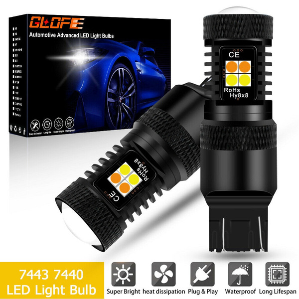 7440 White/Amber W21-5W 7443 LED Dual Color Turn Signal Light Bulb ...