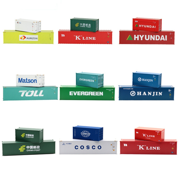 1:87 HO Scale 20ft 40ft Shipping Sea Container Different Freight Cars ...