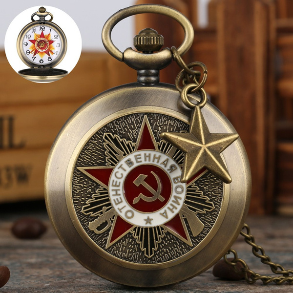 Red White Communist Sign Pocket Watch Male Ussr Clock Classic Alloy ...