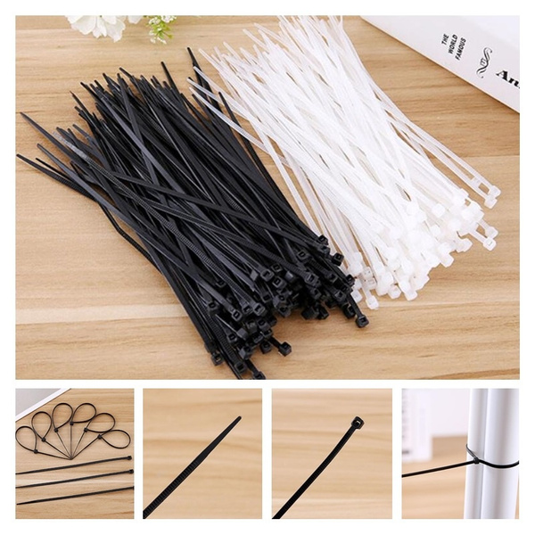 100 PCS Self-locking Plastic Nylon Tie Fastening Zip Tie Wraps Strap ...