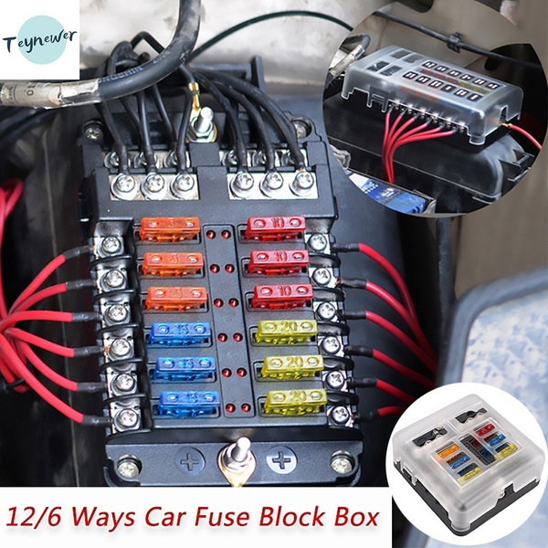 TEYNEWER 6/12 Ways 12V~32V Car Blade Fuse Box Holder with LED Warning ...