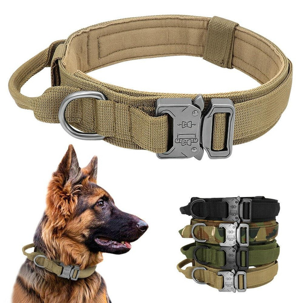 Tactical Military Dog Collars Training with Stpmg Handle & Metal Buckle ...
