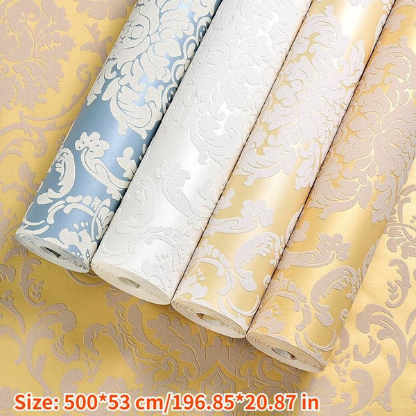 Waterproof 3D Embossed Wallpaper Sticker Roll Damascus PVC Self ...