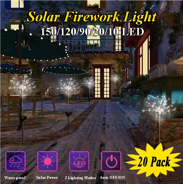 High Quality !! 20 Pack Solar Fireworks Lamp Outdoor Waterproof ...