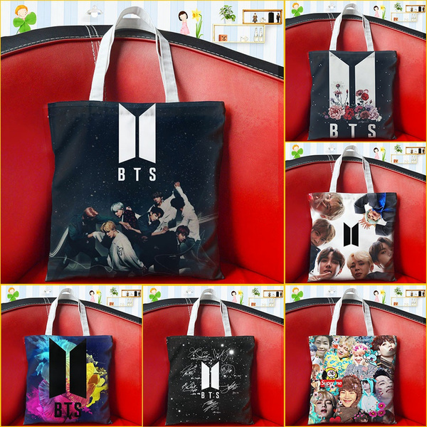 Popular BTS College Canvas Tote Bag Casual Printing Large Capacity Tote ...