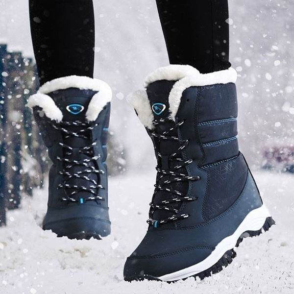 Women Snow Boots Winter Warm Boots Thick Bottom Platform Waterproof ...