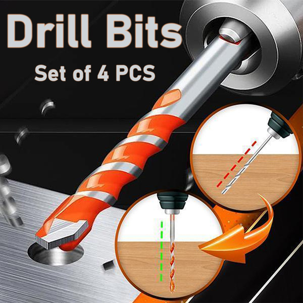 Ultimate Multifunctional Punching Drill Bits Set of 4 PCS, Triangular Overlord Handle Multi ...