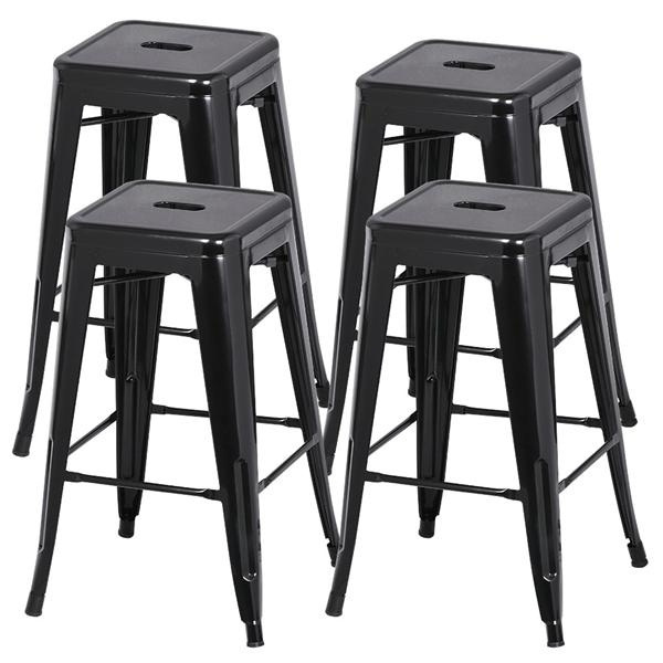 30 inches Metal Bar Stools High Backless Barstool Stackable Bar Height ...