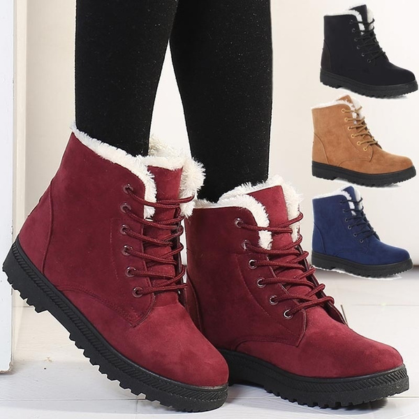 Classic Women's Snow Boots Fashion Winter Ankle Boot Black/Blue/Gray ...