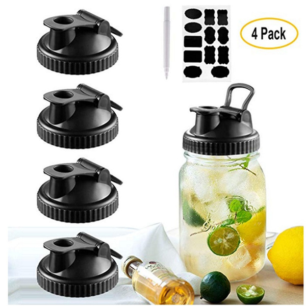 4 Pack of Flip Cap Mason Jar Lids with Leak-proof & Airtight Seal and ...
