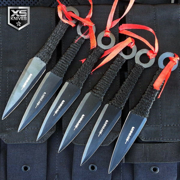 6pc Naruto Kunai 6" THROWING KNIVES Ninja Knife Fixed Blade Dagger SET ...
