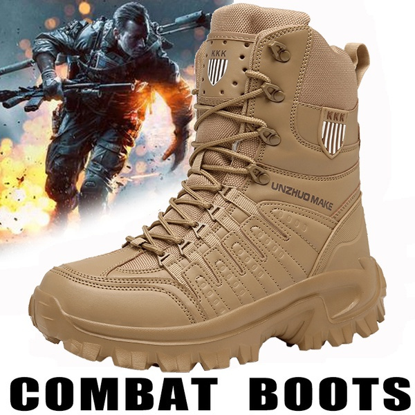 Military Boots for Men Combat Boots Water Proof Outdoor Commando Hiking ...