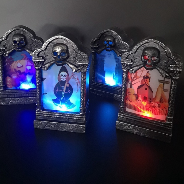 Halloween Graveyard Prop Led Light Lamp Skeleton Tombstones Headstone ...