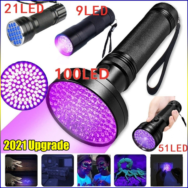 9/21/51/100LEDs Newest 395nm UV Led Flashlight Ultra Violet Torch Light ...