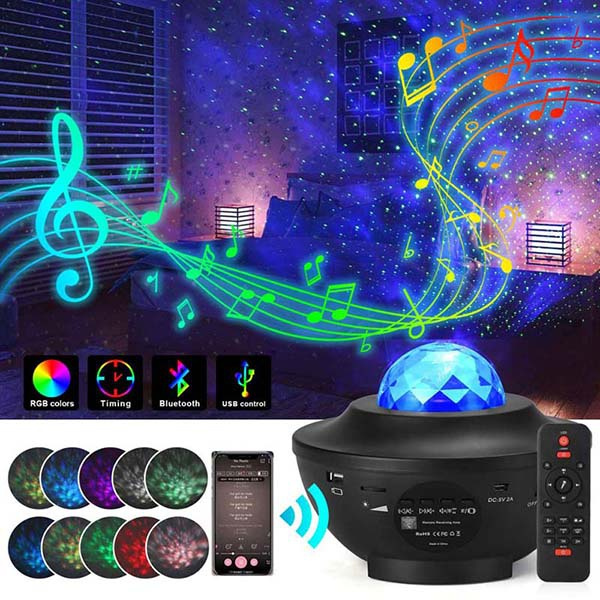 2020 New LED Starry Sky Night Light Bluetooth Music Water Wave ...