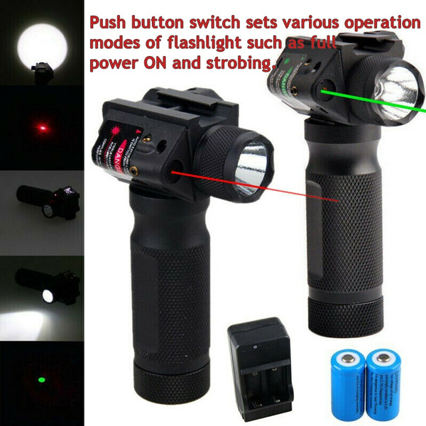 20mm Rails Tactical Combo Vertical Foregrip Strobe Flashlight Red Laser ...