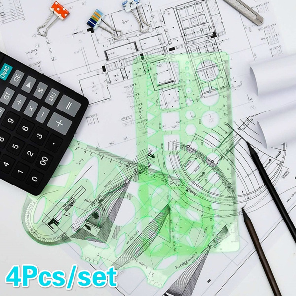4Pcs/set Plastic Measuring Templates Geometry Stencils Template ...