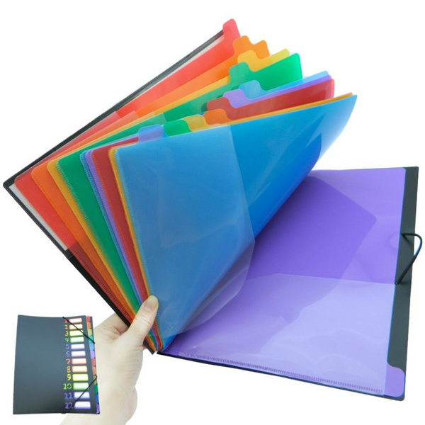 12 Pocket Expandable Project Sorter Multicolor Expanding Plastic File ...