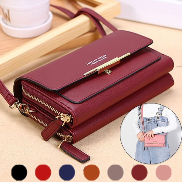 Women Leather Satchel Double Layer Shoulder Bag Small Crossbody Purse ...