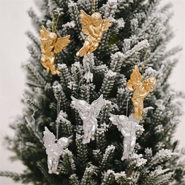 4pcs/6pcs Set Crystal Gold Silver Angel Pendant Christmas Tree Decor ...