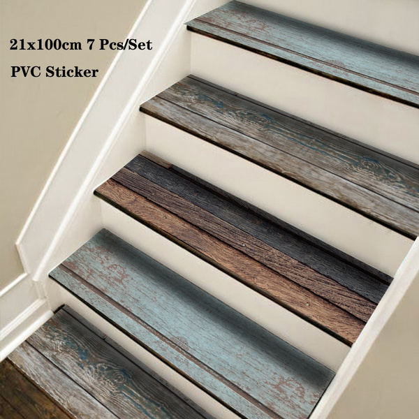 7 Pcs/Set Stair Tread Sticker Self-Adhesive Stairscase Riser Decals PVC ...