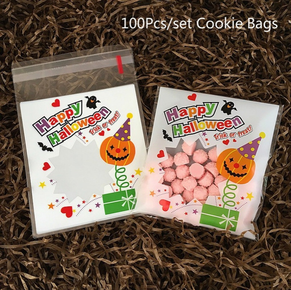 100Pcs/lot Halloween Pumpkin Candy Cookies Packaging Gift Bag for Party ...