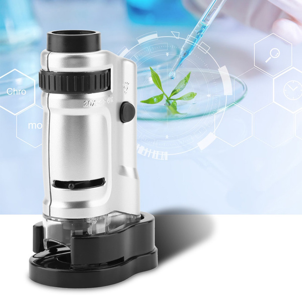 20X-40X Zoom LED Lighted Illuminated Mini Pocket Microscope Set with ...