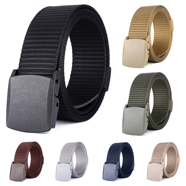 Nylon Tactical Belt Outdoor Military Web Belt with Plastic Buckle Men ...