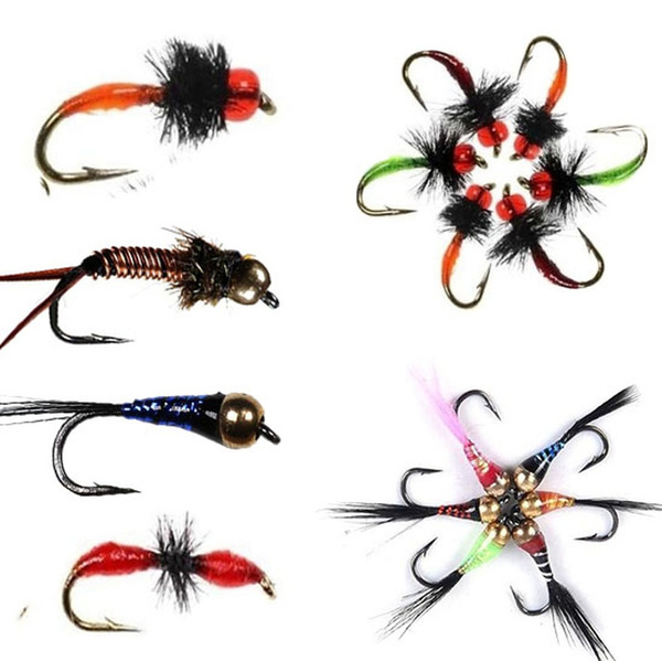 10PCS #12 Trout Bluegill Fishing lures Brass Bead Head Epoxy Nymph Fly ...