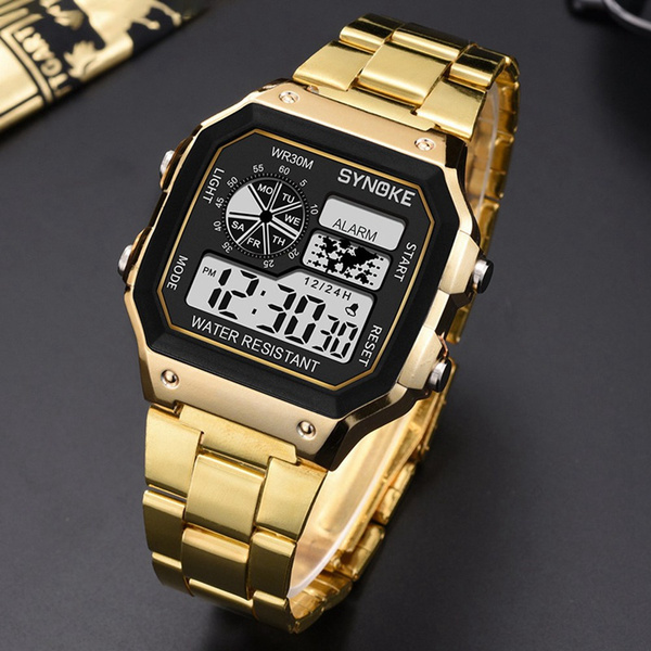 Fashion Vintage Luxury Led Digital Waterproof Watch Stainless Steel ...